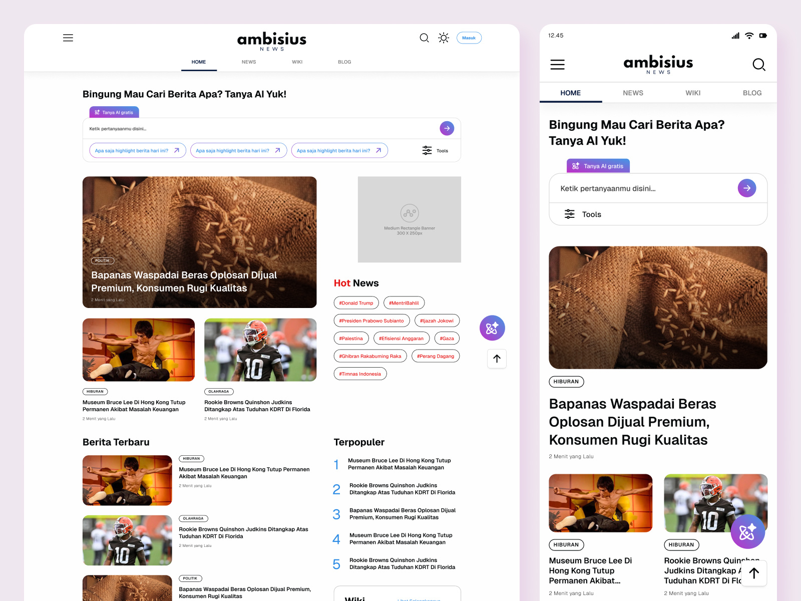 News Portal Website (Ambisius News) by Muhammad Wildan Syakir on Dribbble