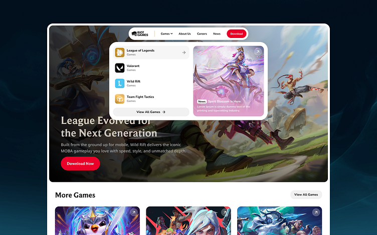Riot Games – Game Hub Navigation Concept by Endi on Dribbble