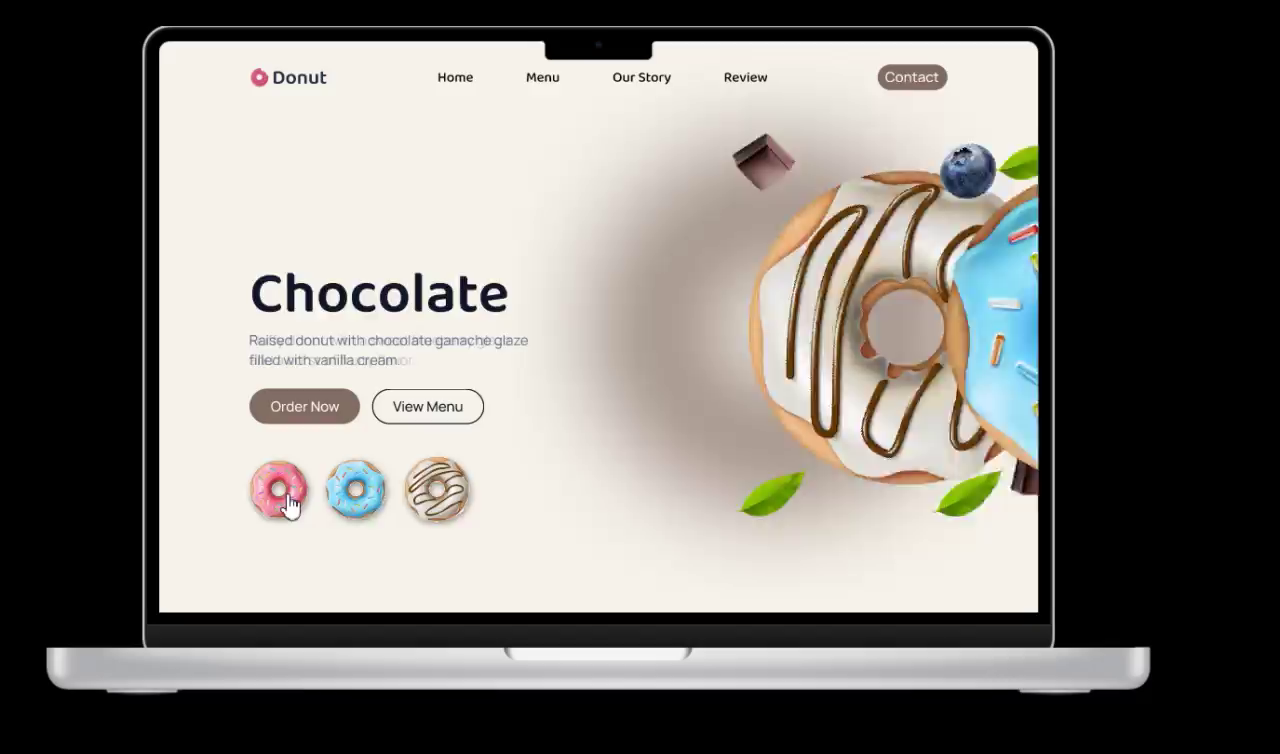 Donut Landing Page with Prototype by Adigun Mayowa on Dribbble