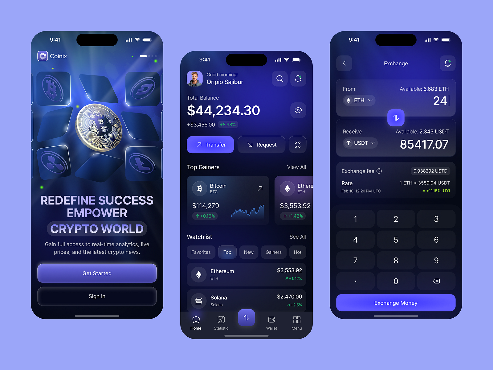 Crypto Wallet App Design by Sajibur Rahman for Oripio on Dribbble