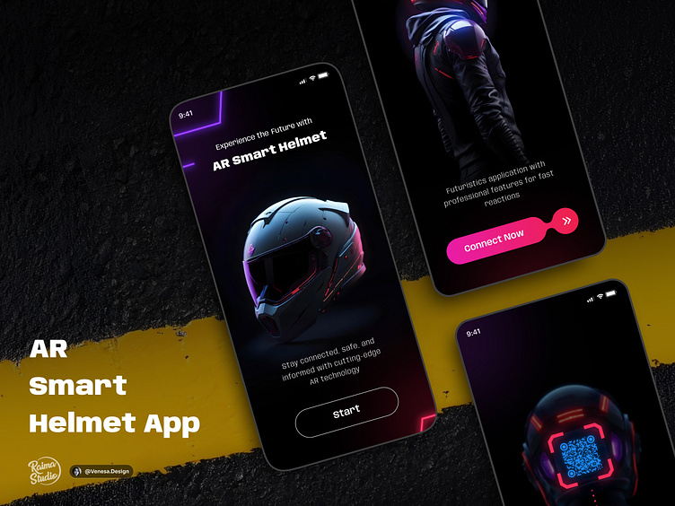 Helmet App | UI Design | Motorcycle man by RaimaStudio Multilingual ...