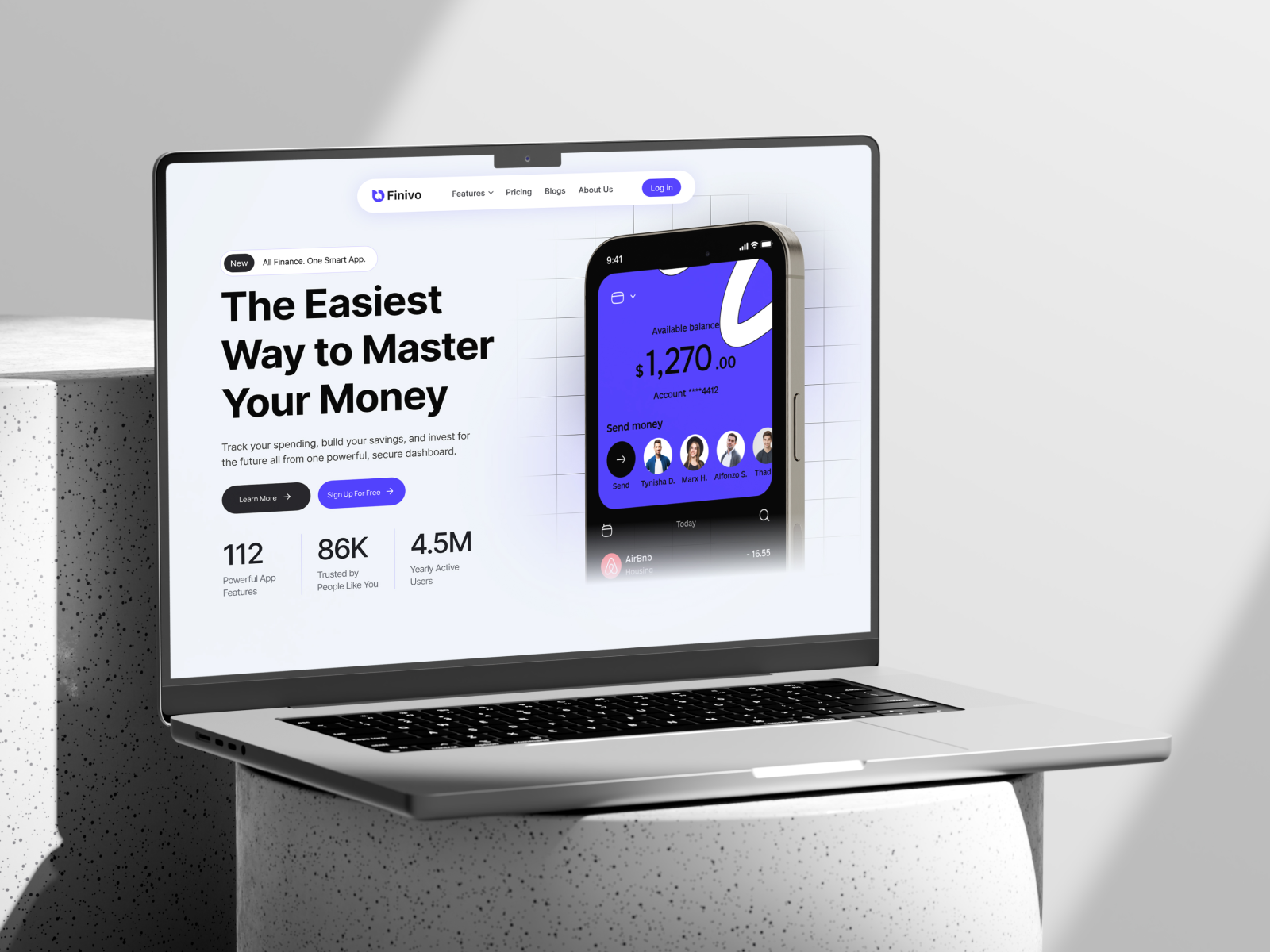 Finivo – Modern Finance App Web Design 💳 by Rompweb on Dribbble