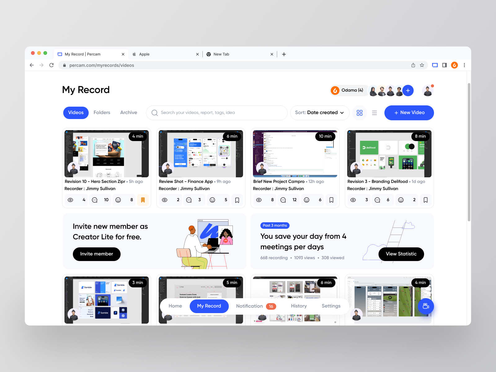 Screen Recording Dashboard by Happy Milliarta for Odama on Dribbble