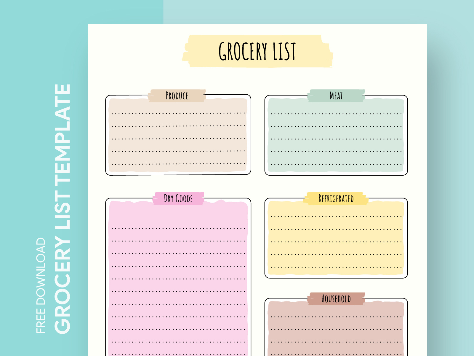 Monthly Meal Planner With Grocery List Free Google Docs Template by ...