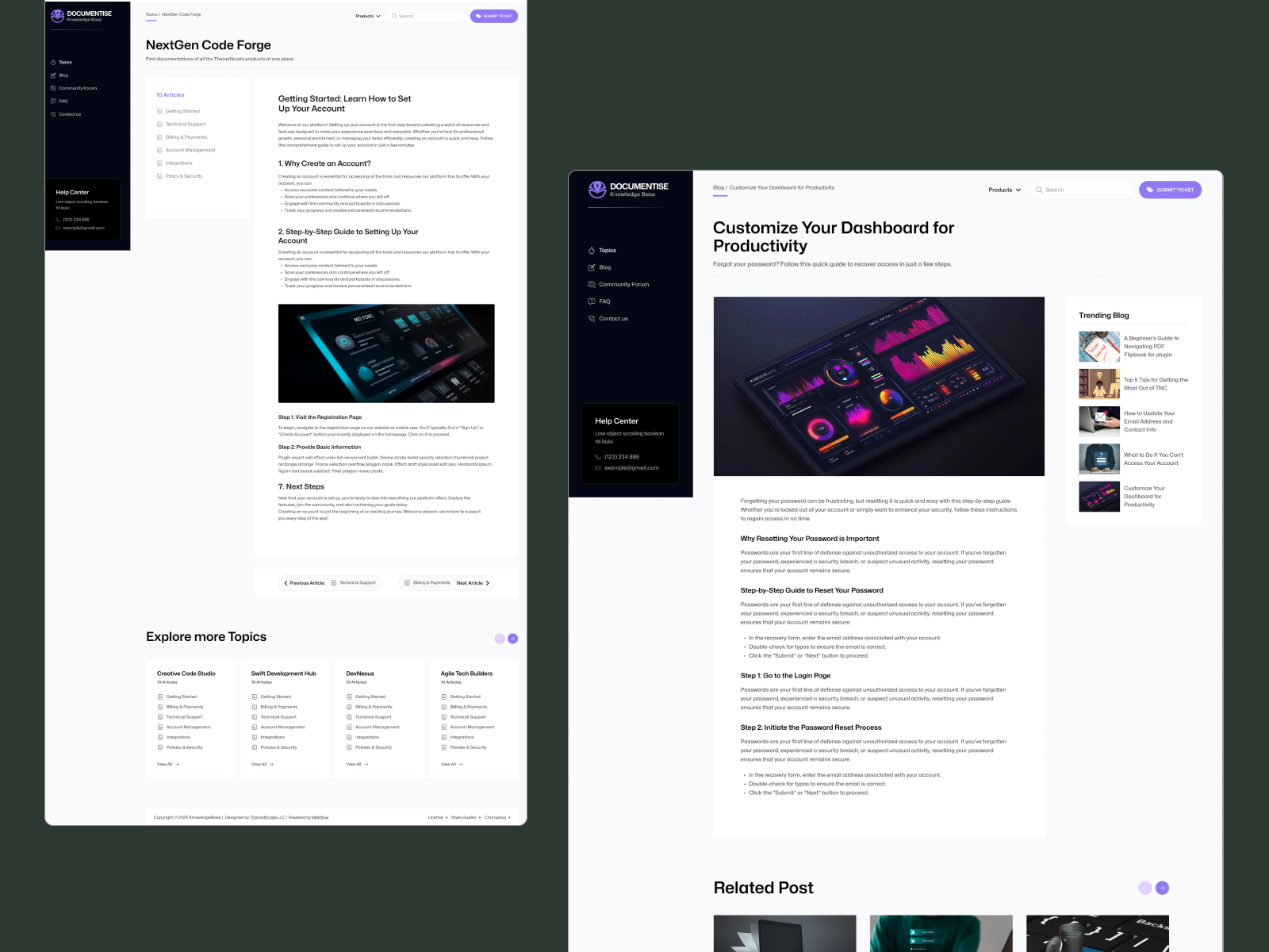 Documentise - Documentation Website Template by TNCFlow for ThemeNcode LLC on Dribbble