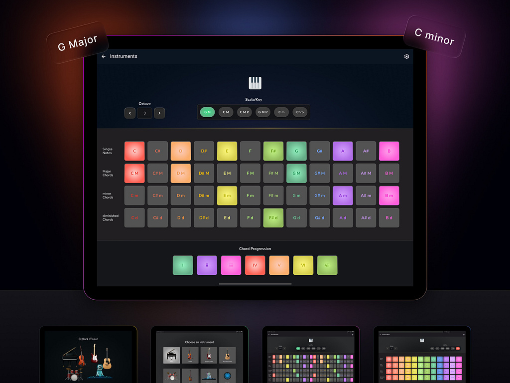 Music Instrument App UI — Modern Luxury Dark Theme | iPad by Hamza ...