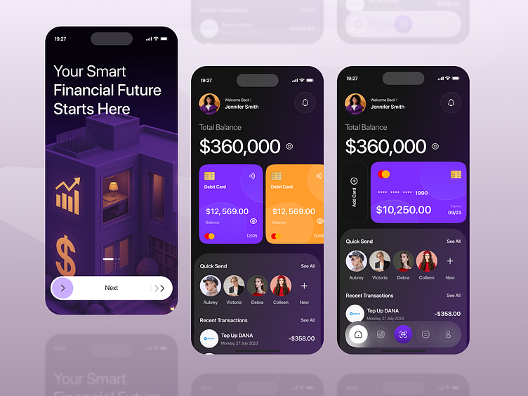 Finance mobile application ui design by Roohi Koohi on Dribbble