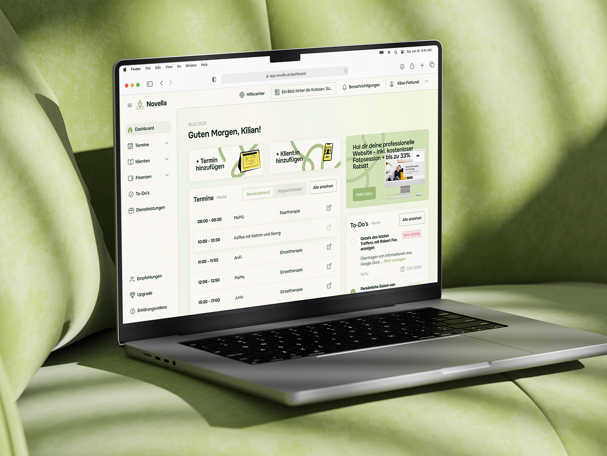 Therapist’s Practice Management Platform UI | Novella by Minimum Code ...