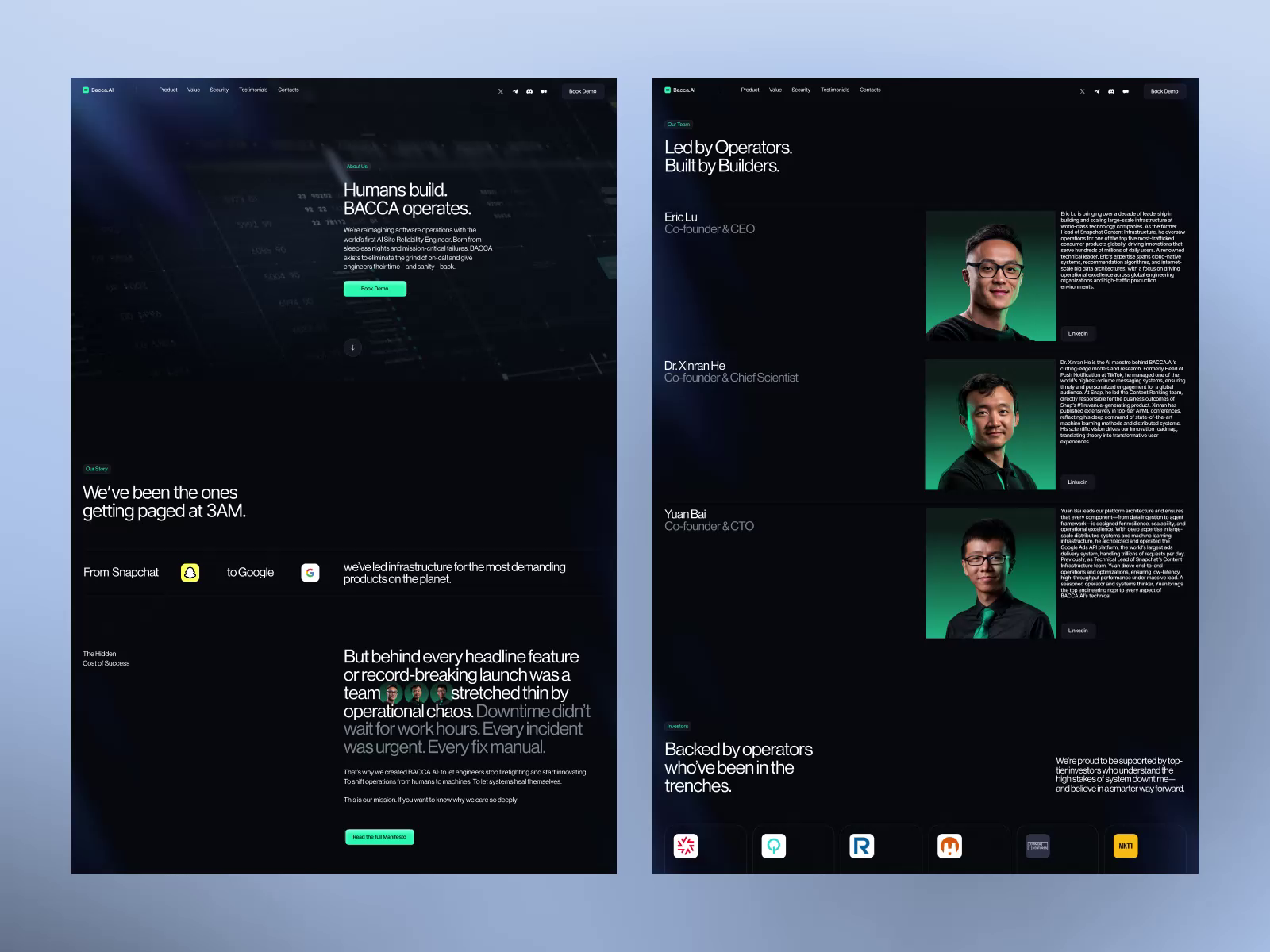 AI Landing page website design SRE screens Bacca by Lazarev. | Web Design for Lazarev. UI/UX ...