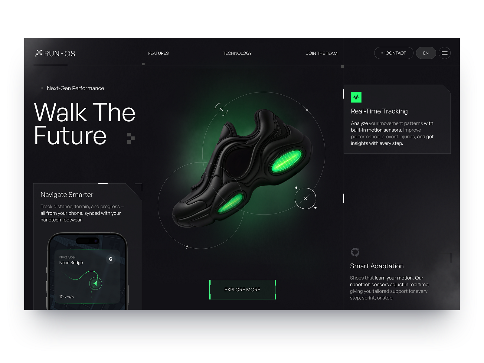 Website for Futuristic Smart Shoe by Arounda UI/UX for Arounda on Dribbble