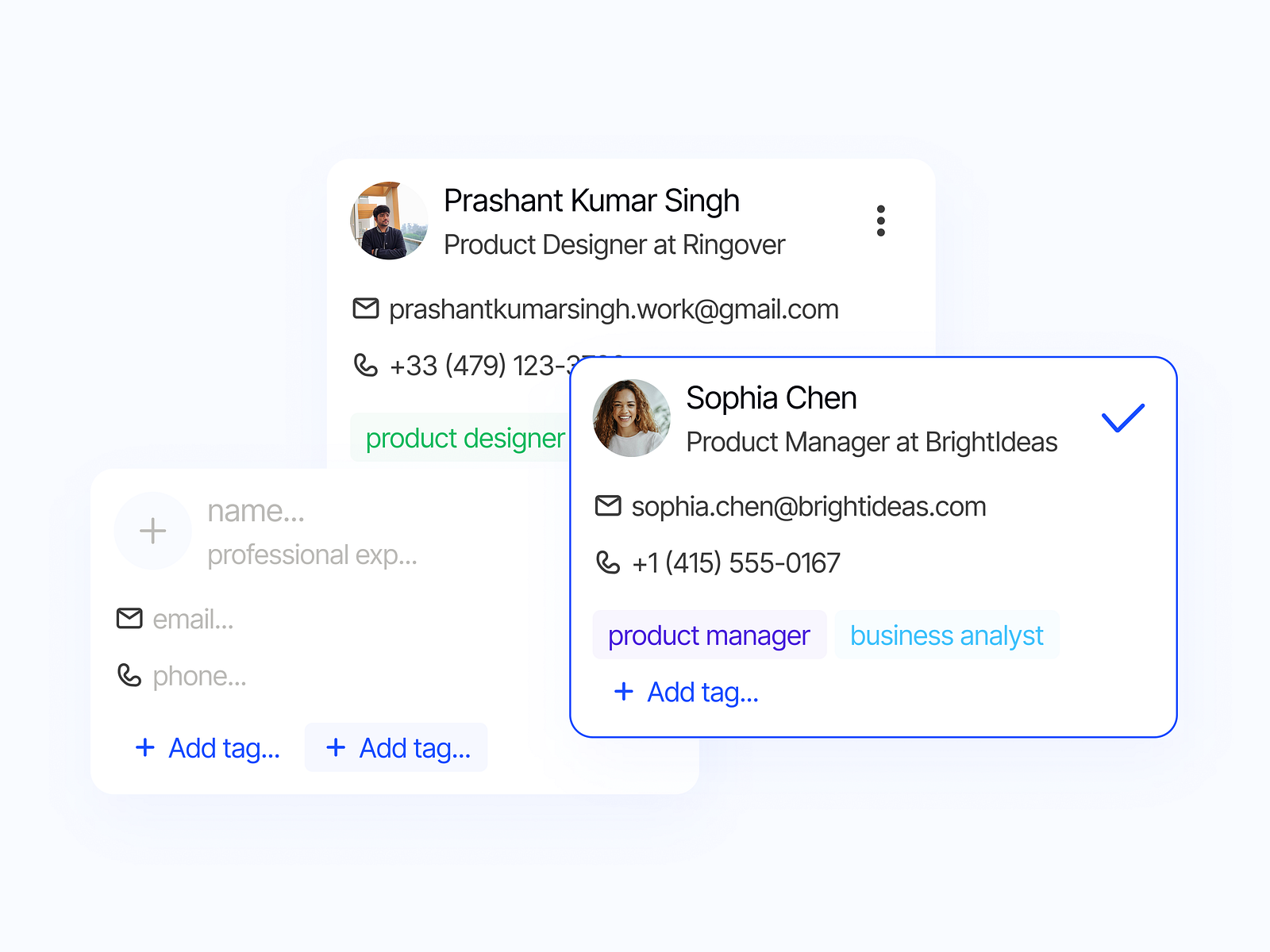 Cognize - Contact & lead manager cards by Prashant Kumar Singh on Dribbble