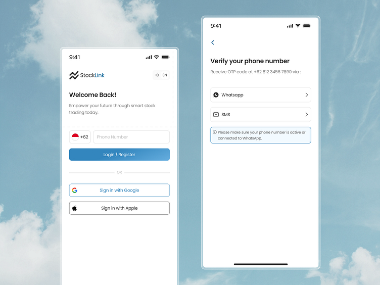 StockLink - Login & Verification Flow Exploration 🔐📱 by 9pm Labs on ...