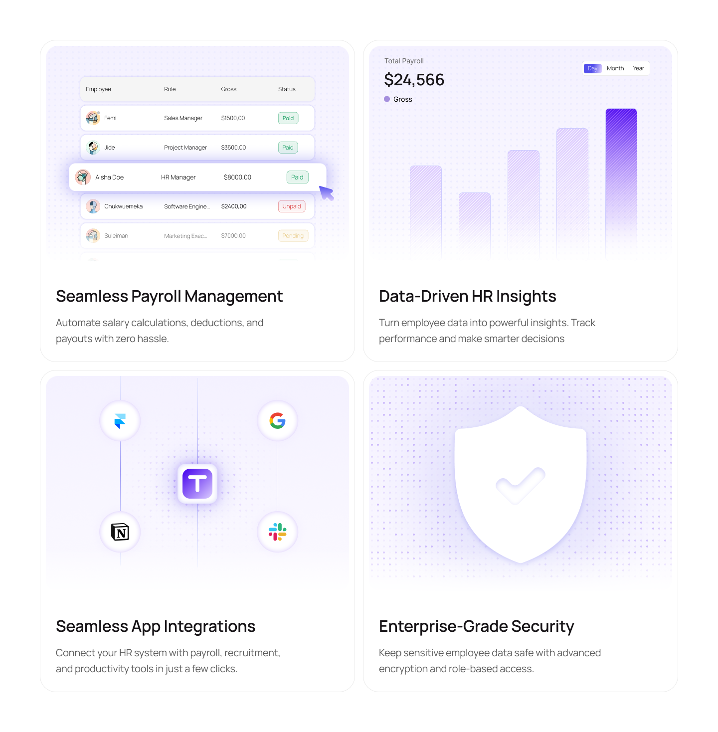 Clean HR management Bento Cards by Salman Hamza on Dribbble
