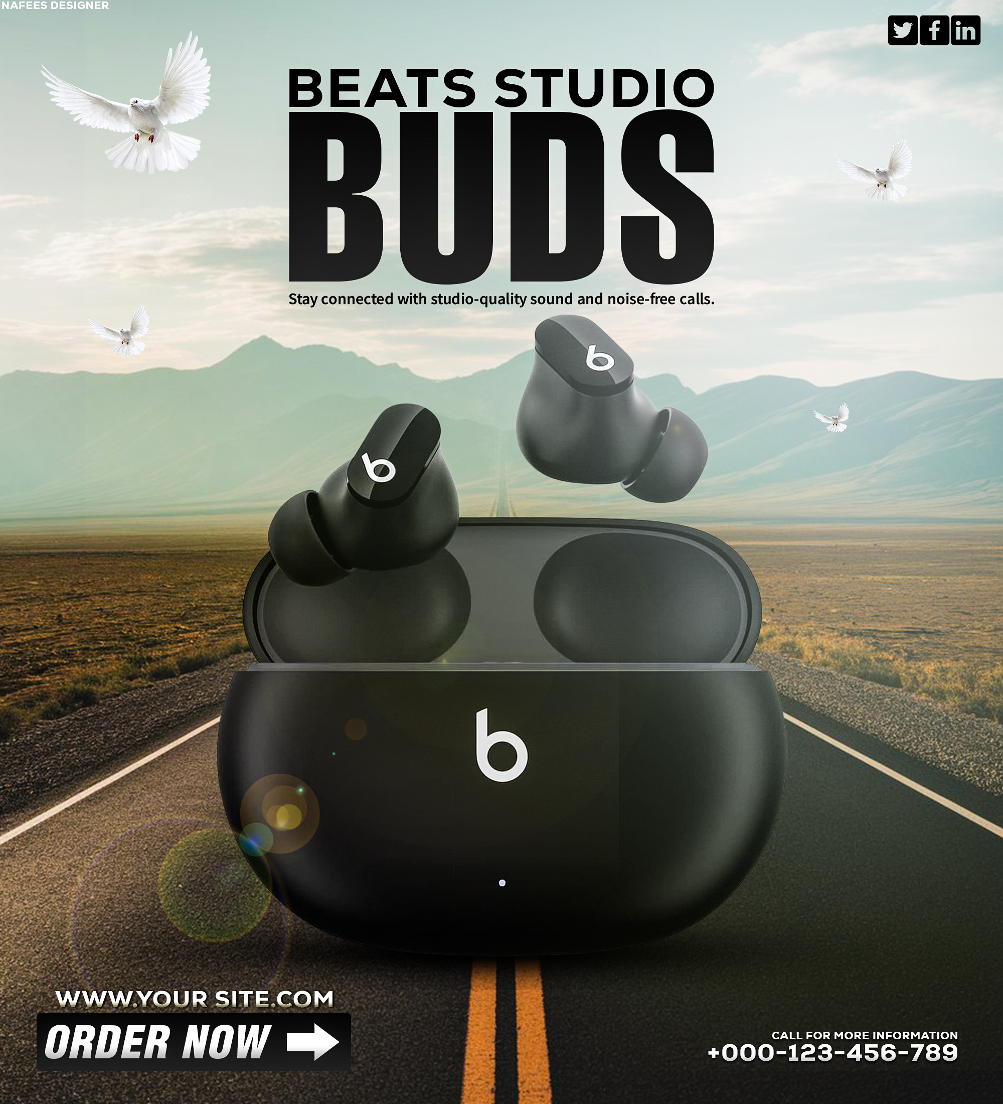 Wireless Earbuds Ad Poster Design | Modern Product Promotion by Hassan ...