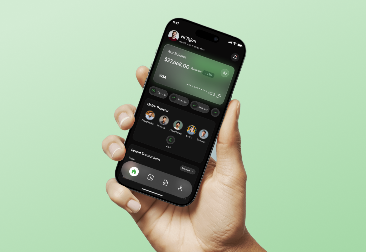 Smart Finance App – Modern Dark UI Design by Kazi Esrat Jahan on Dribbble