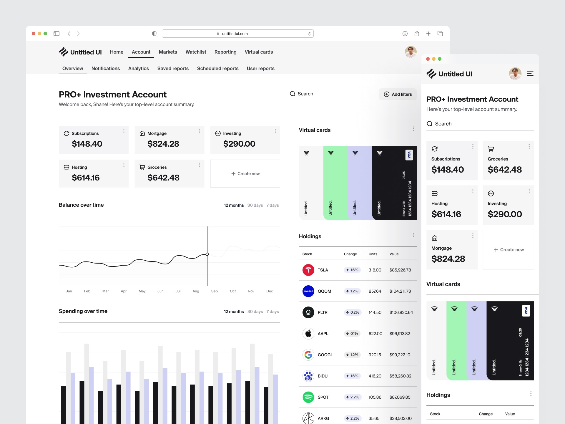 Investment dashboard — Untitled UI by Jordan Hughes® on Dribbble