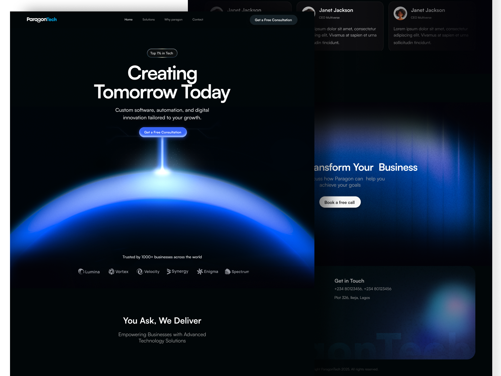 ParagonTech — Dark-Mode Landing Focused on Conversion by UIbyBiba on ...