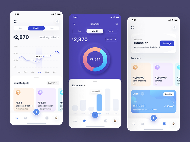 Modern Finance & Budget Management Mobile App UI by Zeeshan Ali on Dribbble