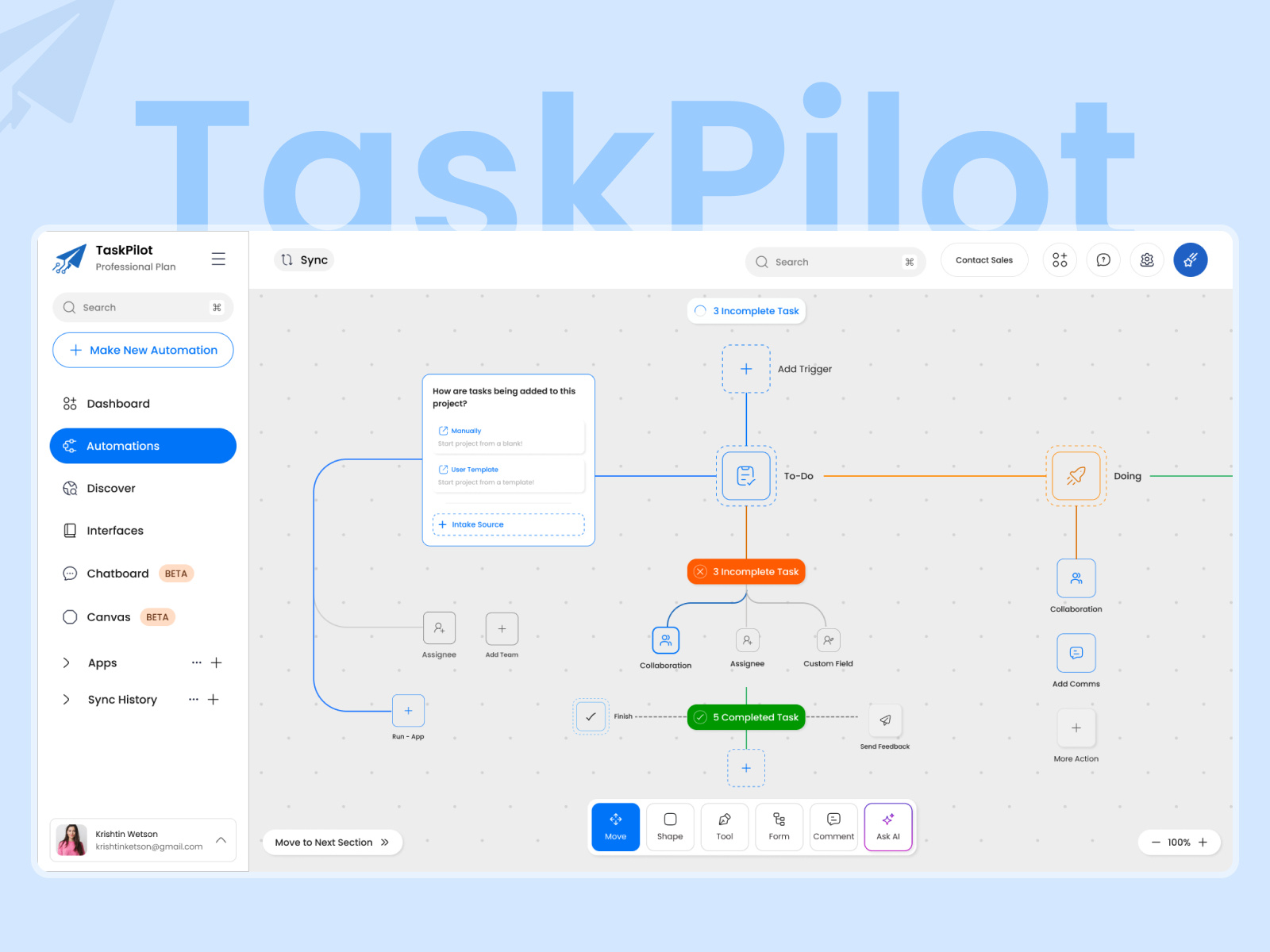 TaskPilot - Automated Workflow Dashboard ⚙️ by BMV System Integration Pvt. Ltd on Dribbble