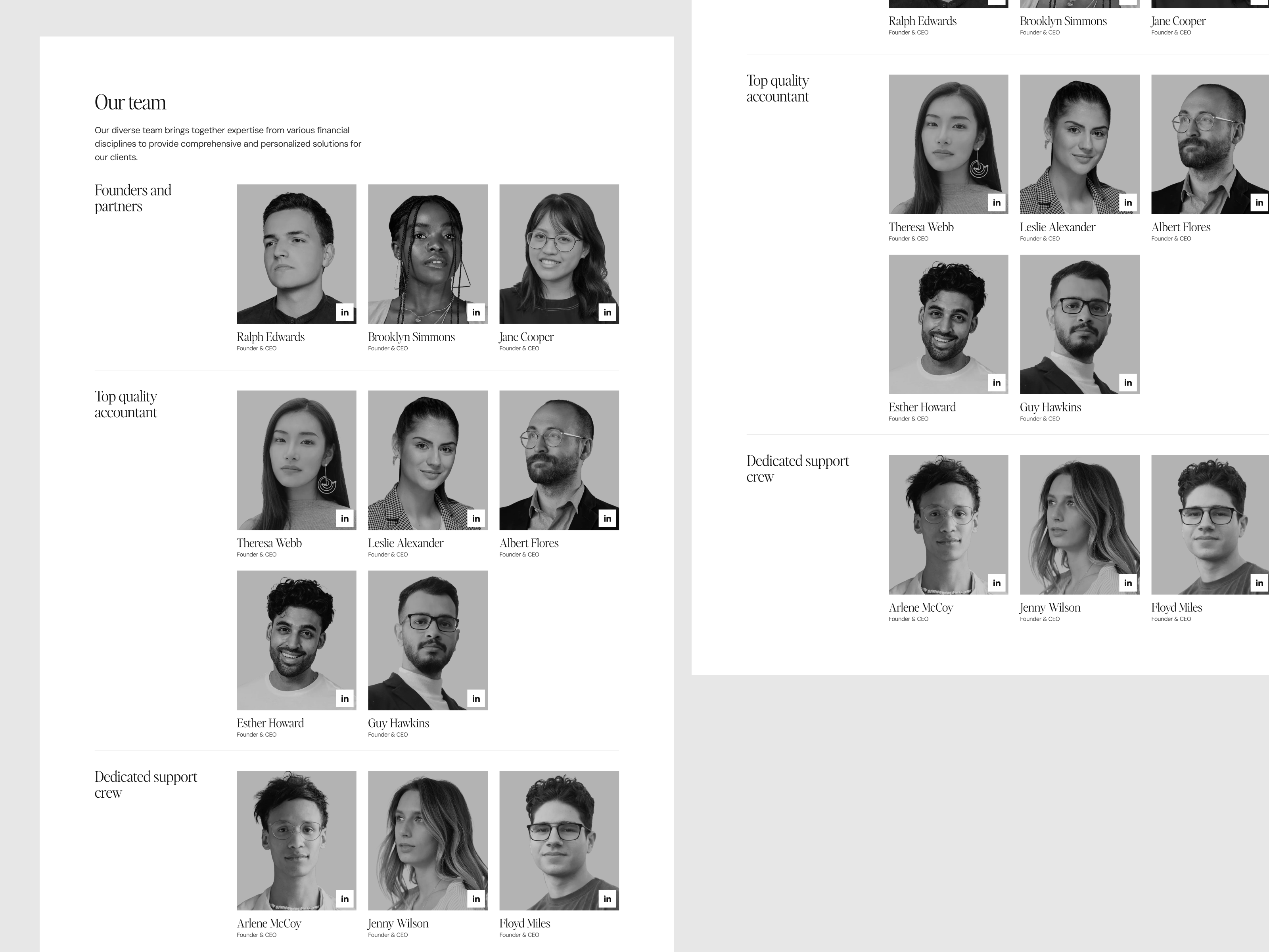 Our Team section design for Tax Advisor & Economist website by Jay ...