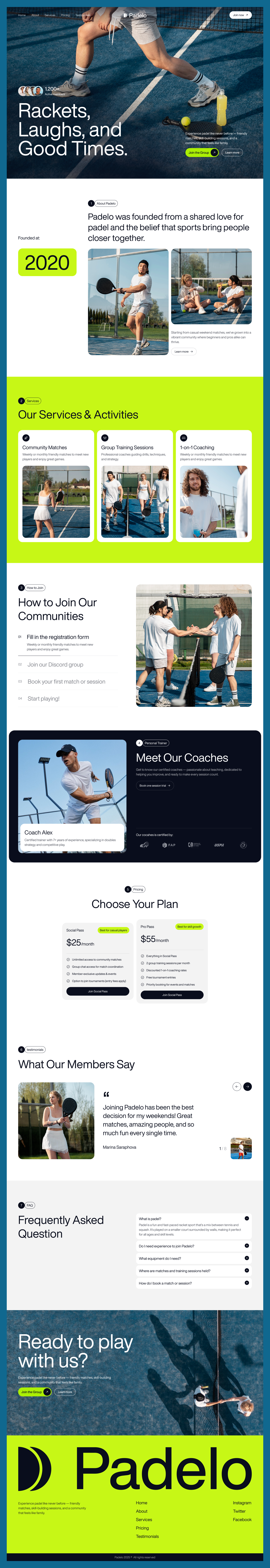Padelo – Sport Community & Padel Club Landing Page by Vektora Web for ...