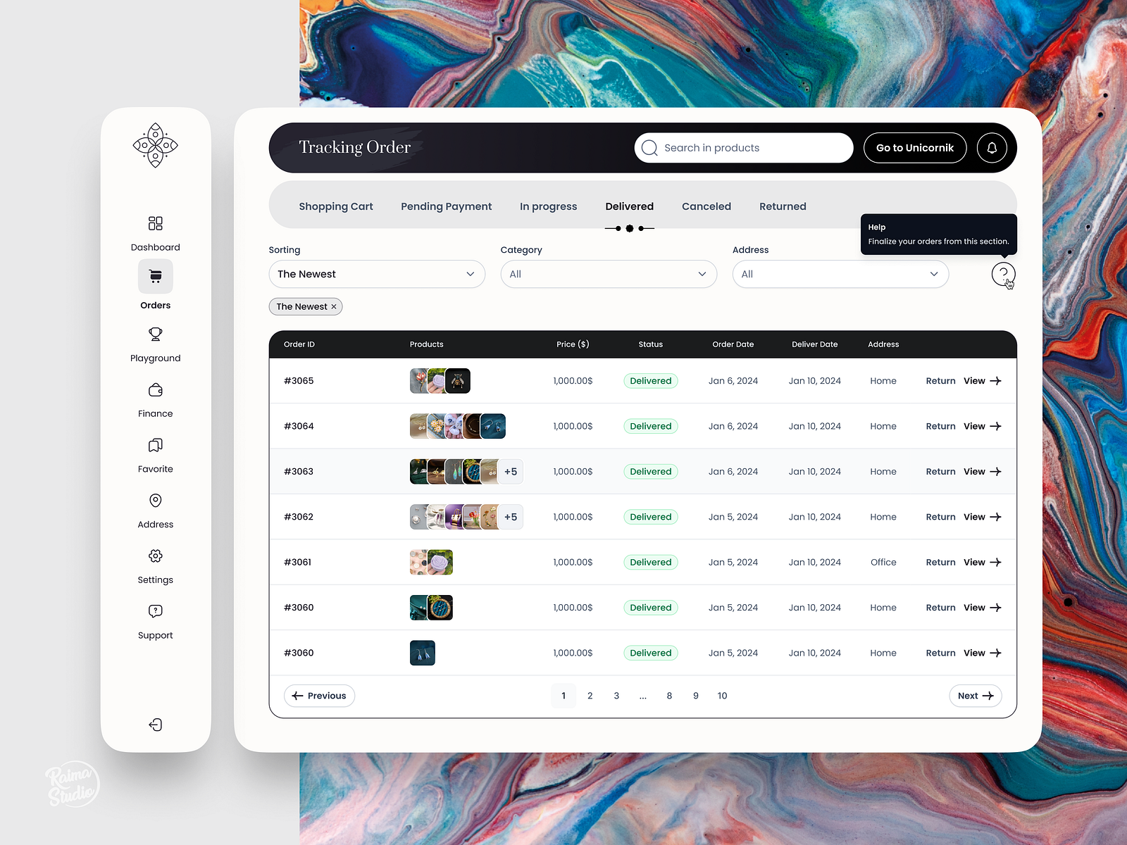 Order Management | User Panel UI Design by RaimaStudio Multilingual ...