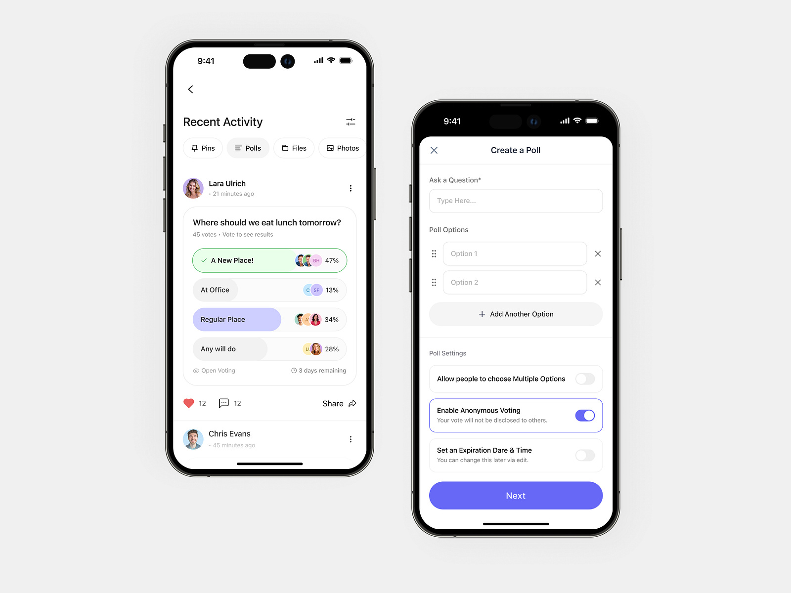 Poll Creation & Voting Mobile App UI by Diksha Mahajan on Dribbble