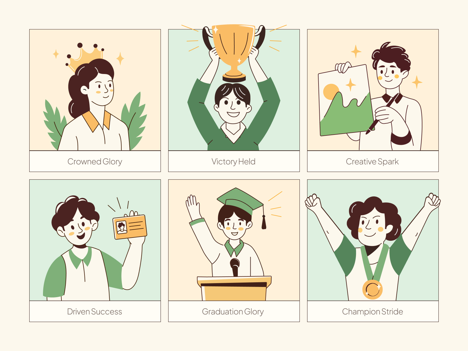 Achievement and Success Drawing Set by Vectors Market on Dribbble