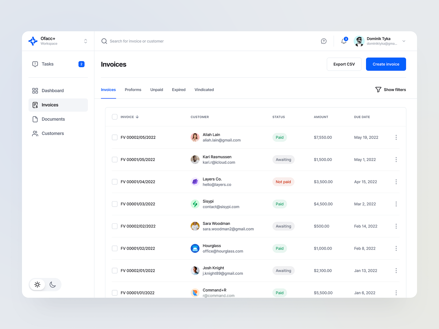 Invoices - Accounting Web App by Dominik Tyka on Dribbble