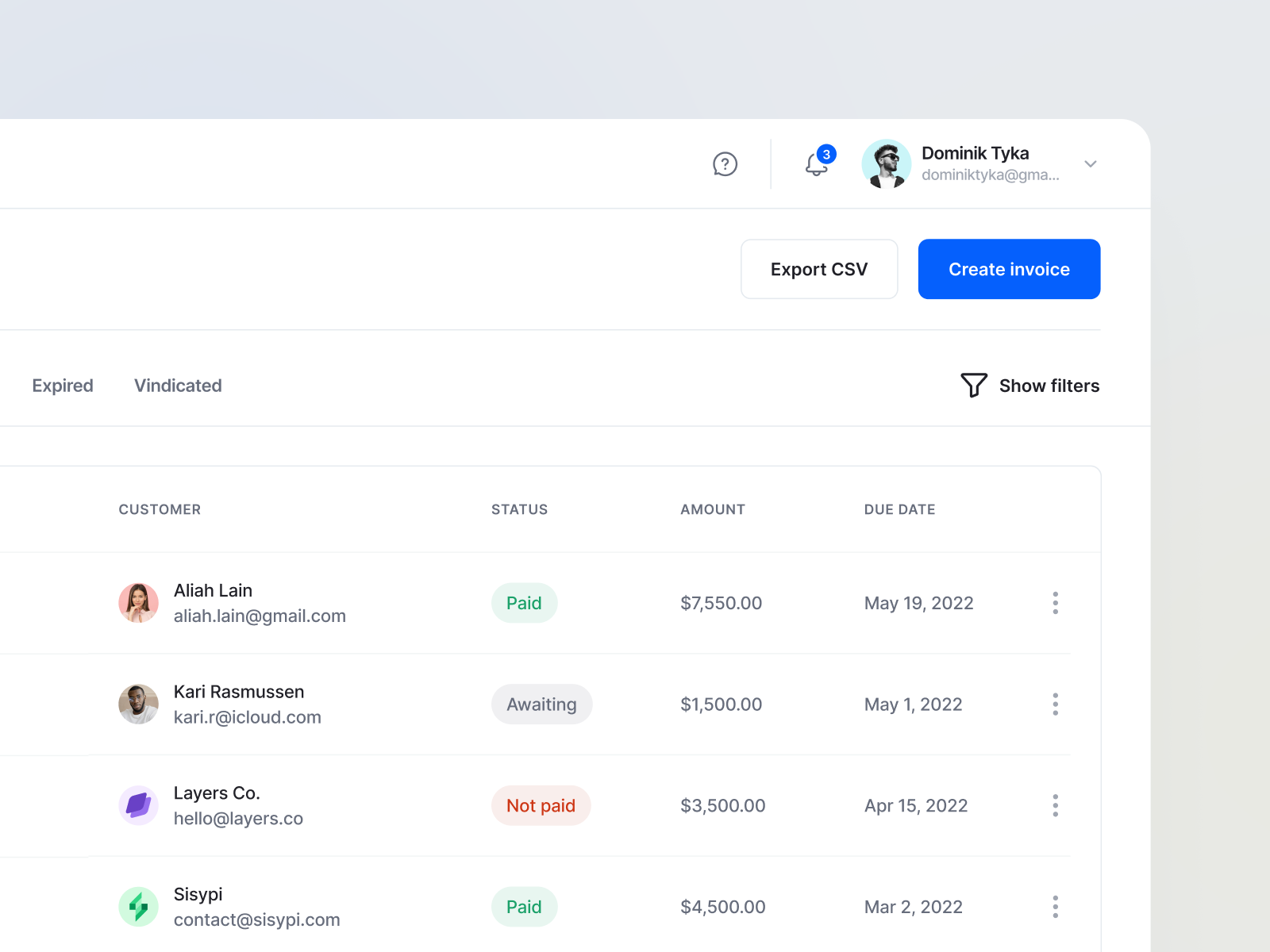 Invoices - Accounting Web App by Dominik Tyka on Dribbble