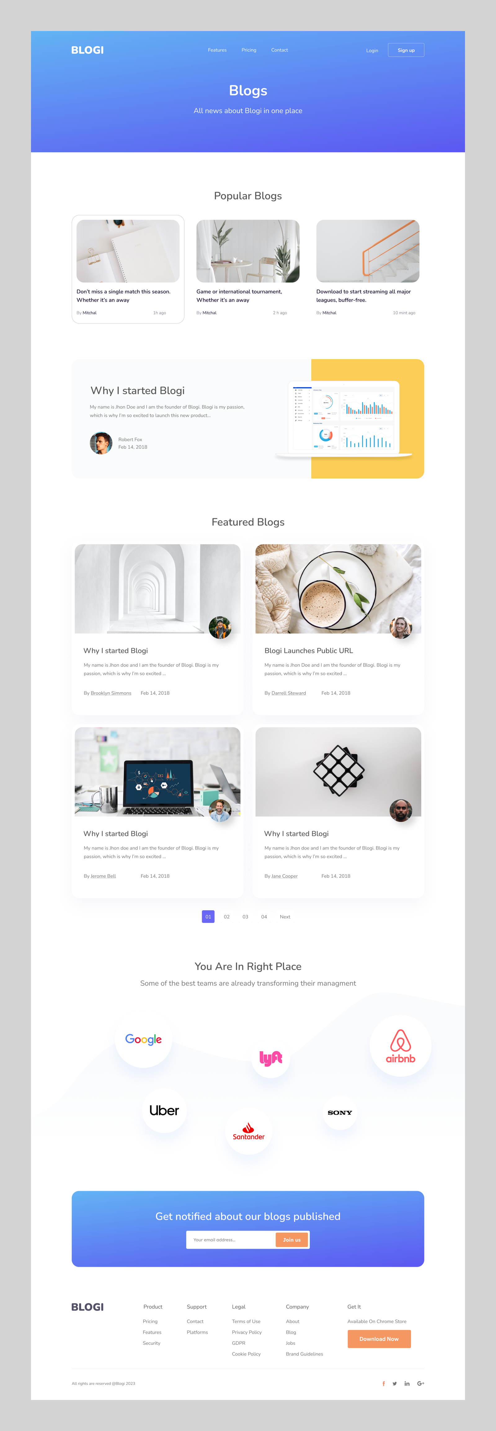 Blogi Website by Syed Raju on Dribbble