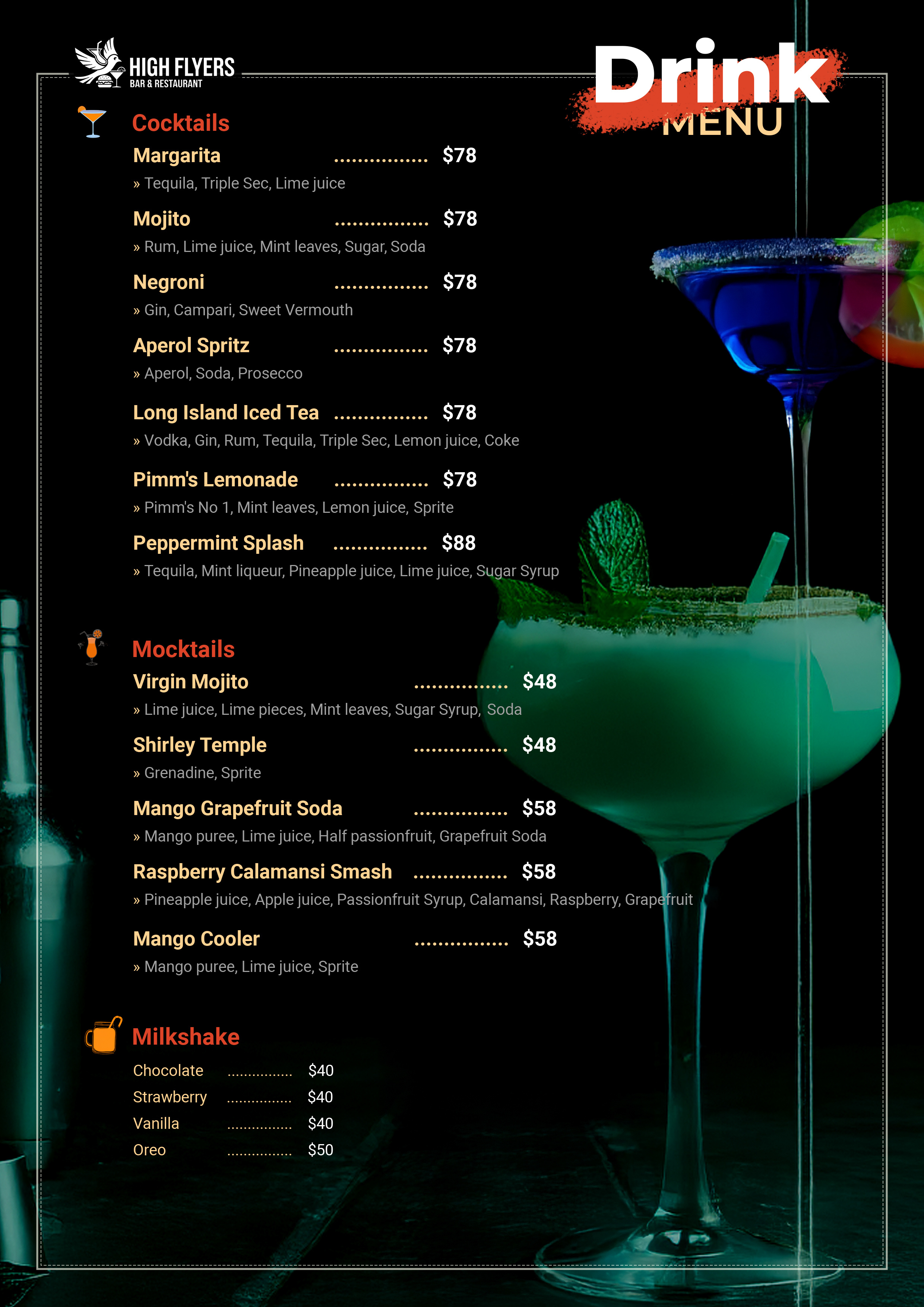 Restaurant menu card design flyer design by Imran Biswas on Dribbble