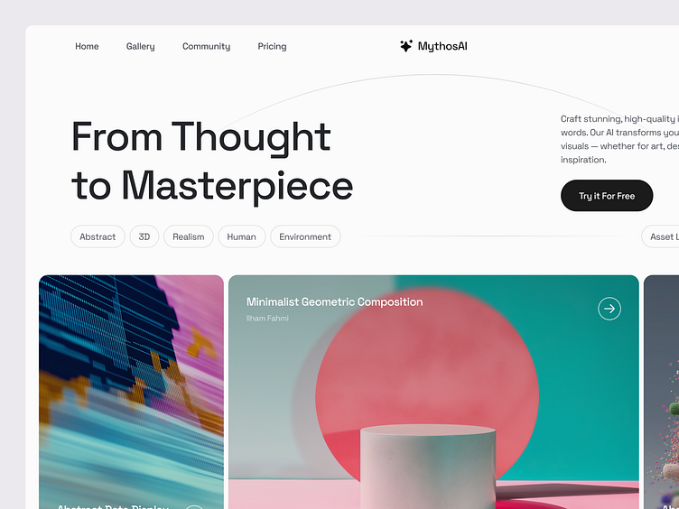Mythos AI – AI Image Generation Hero Section by Hafizdzaki on Dribbble