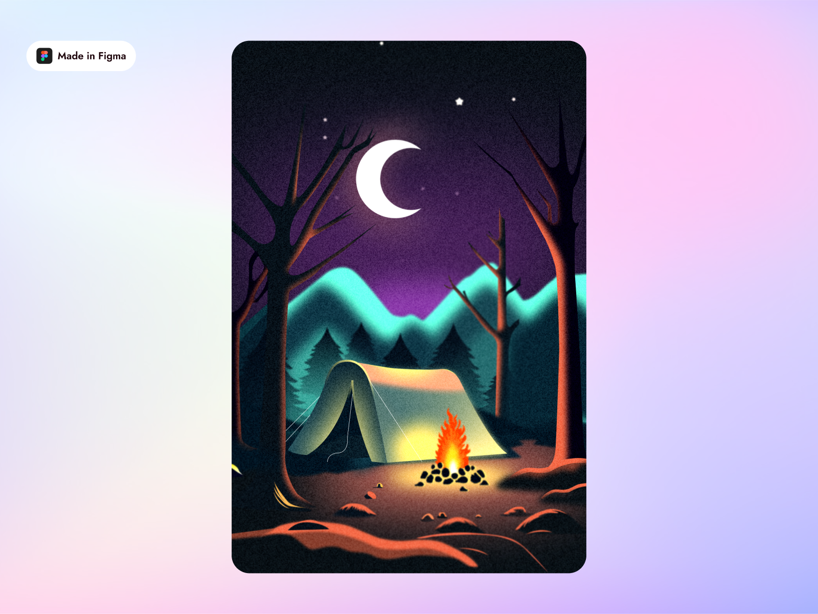 Day1-Campfire. Flickering Flames: A Night by the Campfire by 尺卂爪卂几 on Dribbble