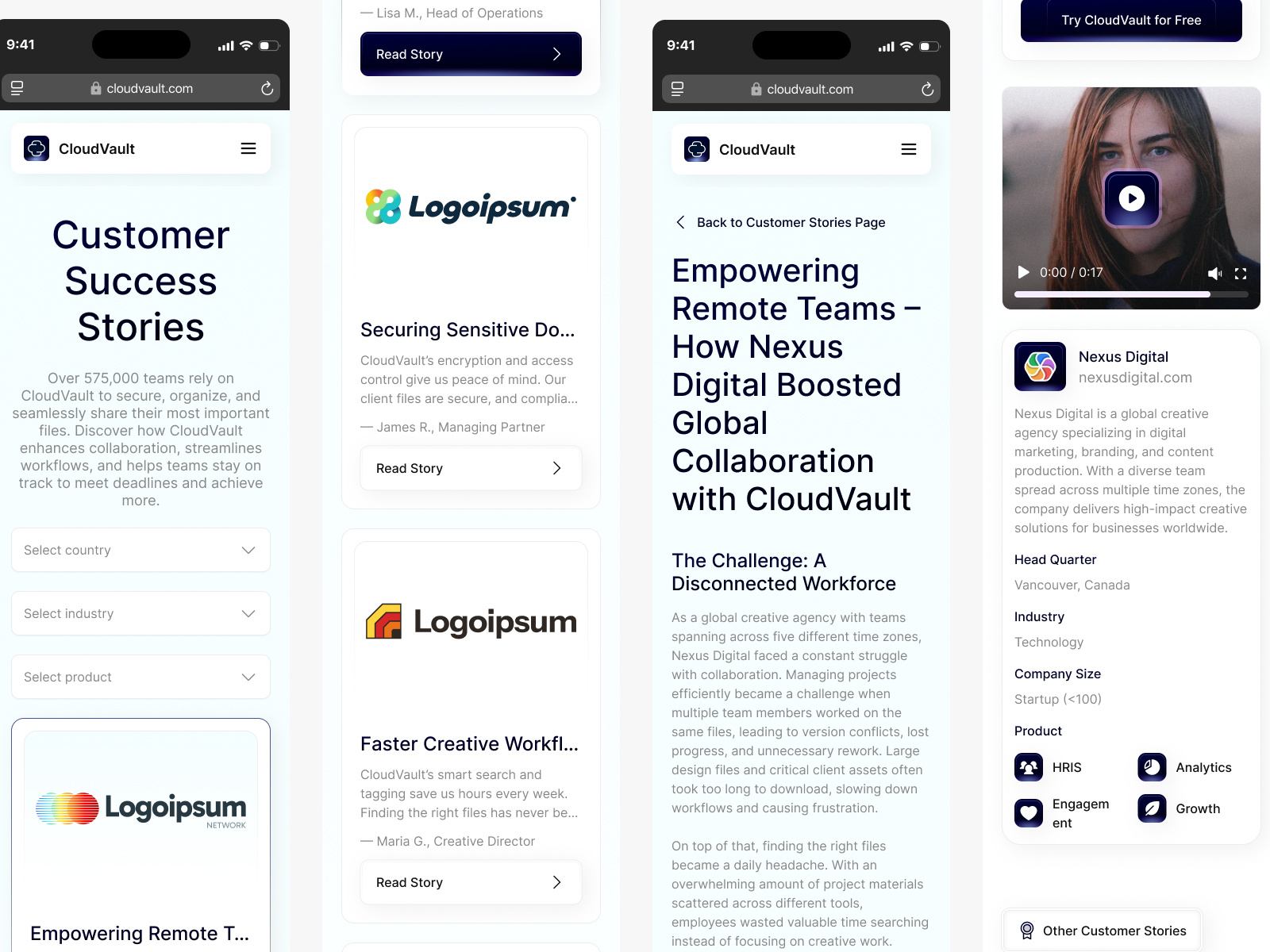 CloudVault - Cloud File Storage (Customer Stories Page) by Robbi Darwis ...