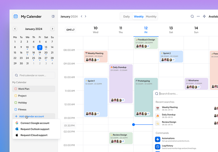 Smart Calendar Dashboard UI Design by Ovious.Studio Designs on Dribbble