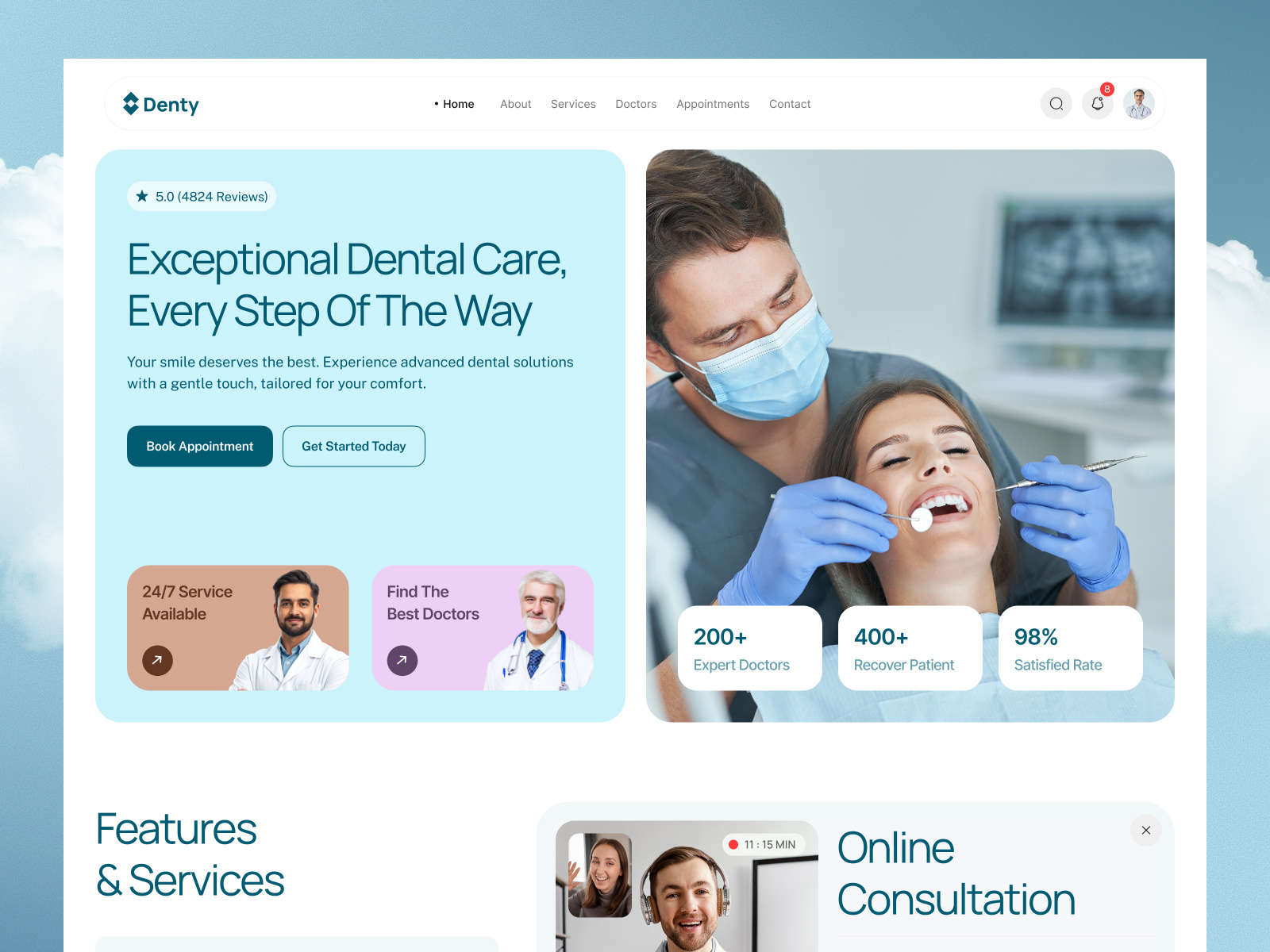 Denty • Modern Dental Clinic Website Design • HealthCare Website by ...