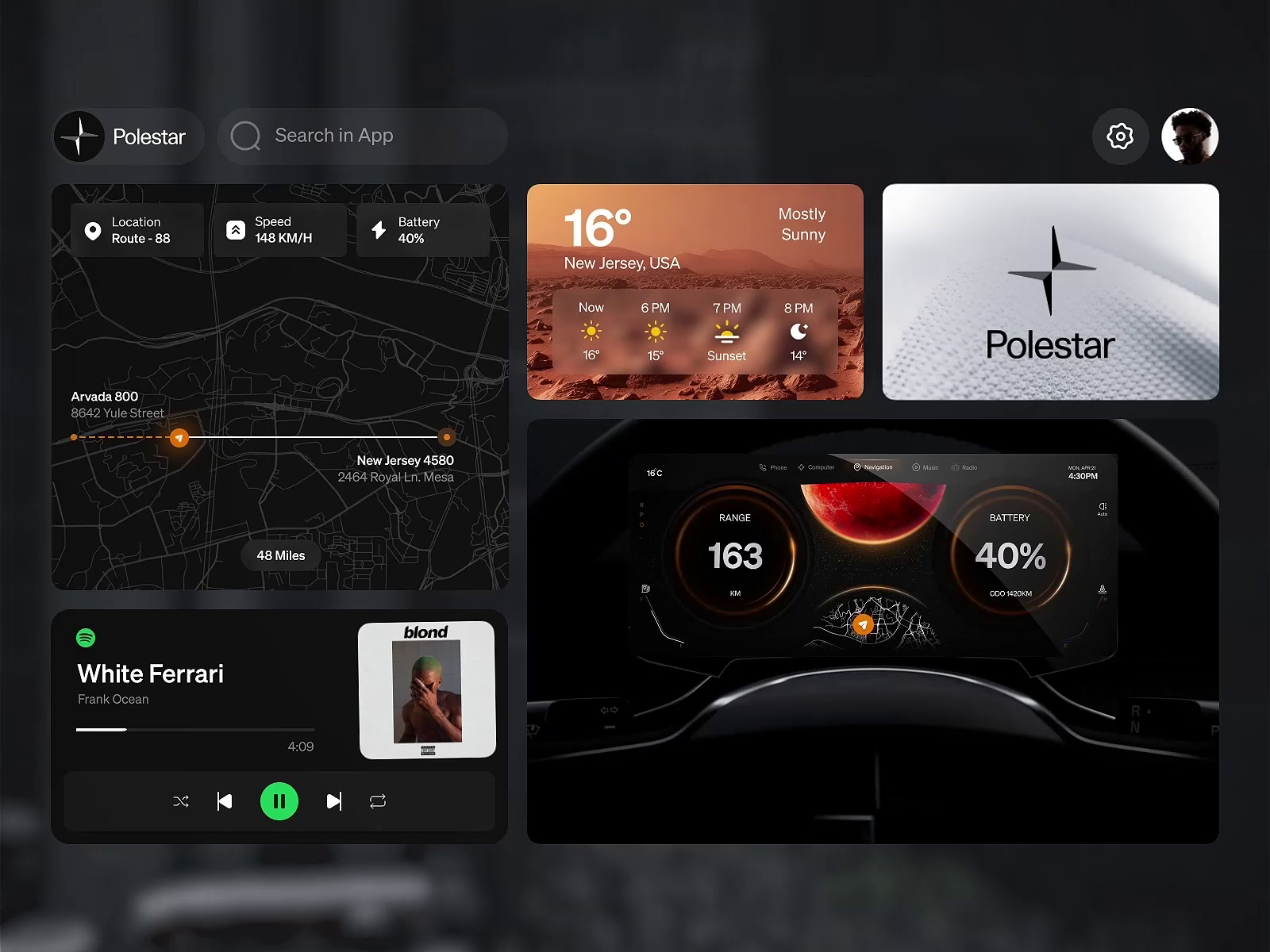Motion Bento Grid Design for EV Car Interfaces | Polestar Moodb by ...