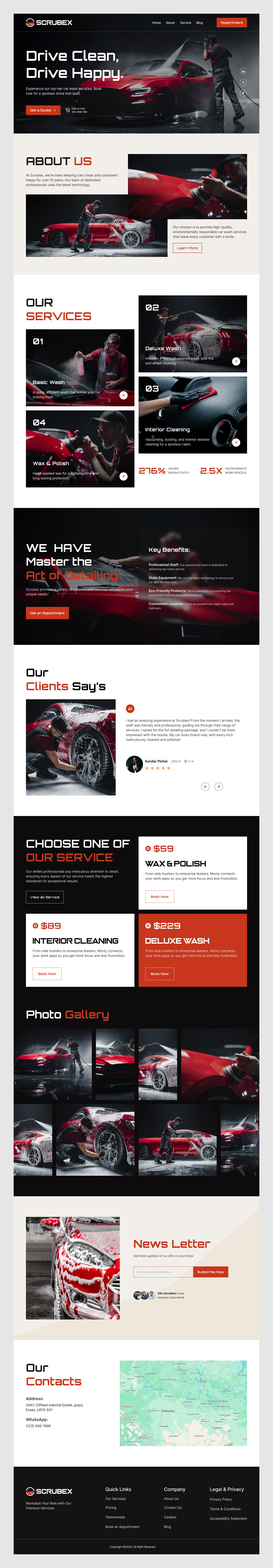 Car Wash Service Company Landing Page by Frolax on Dribbble