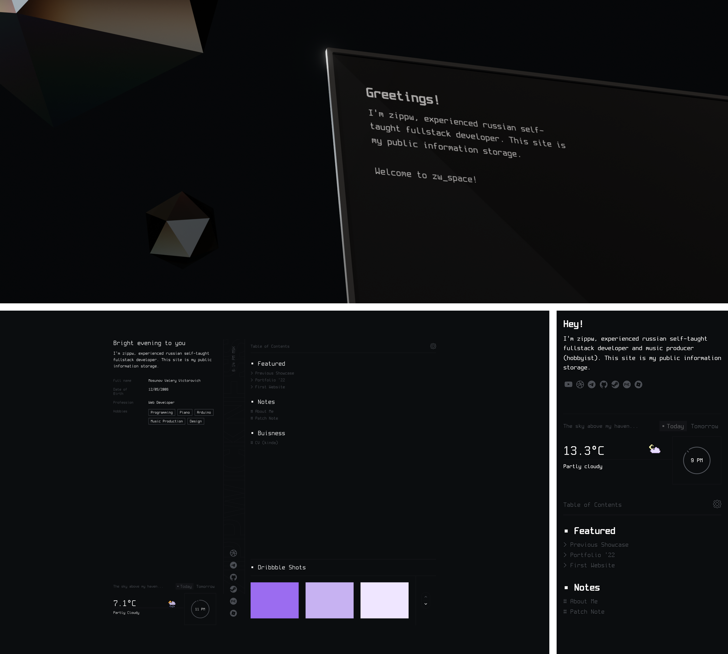 zw space | portfolio / blog by Valeriy Mosunov on Dribbble