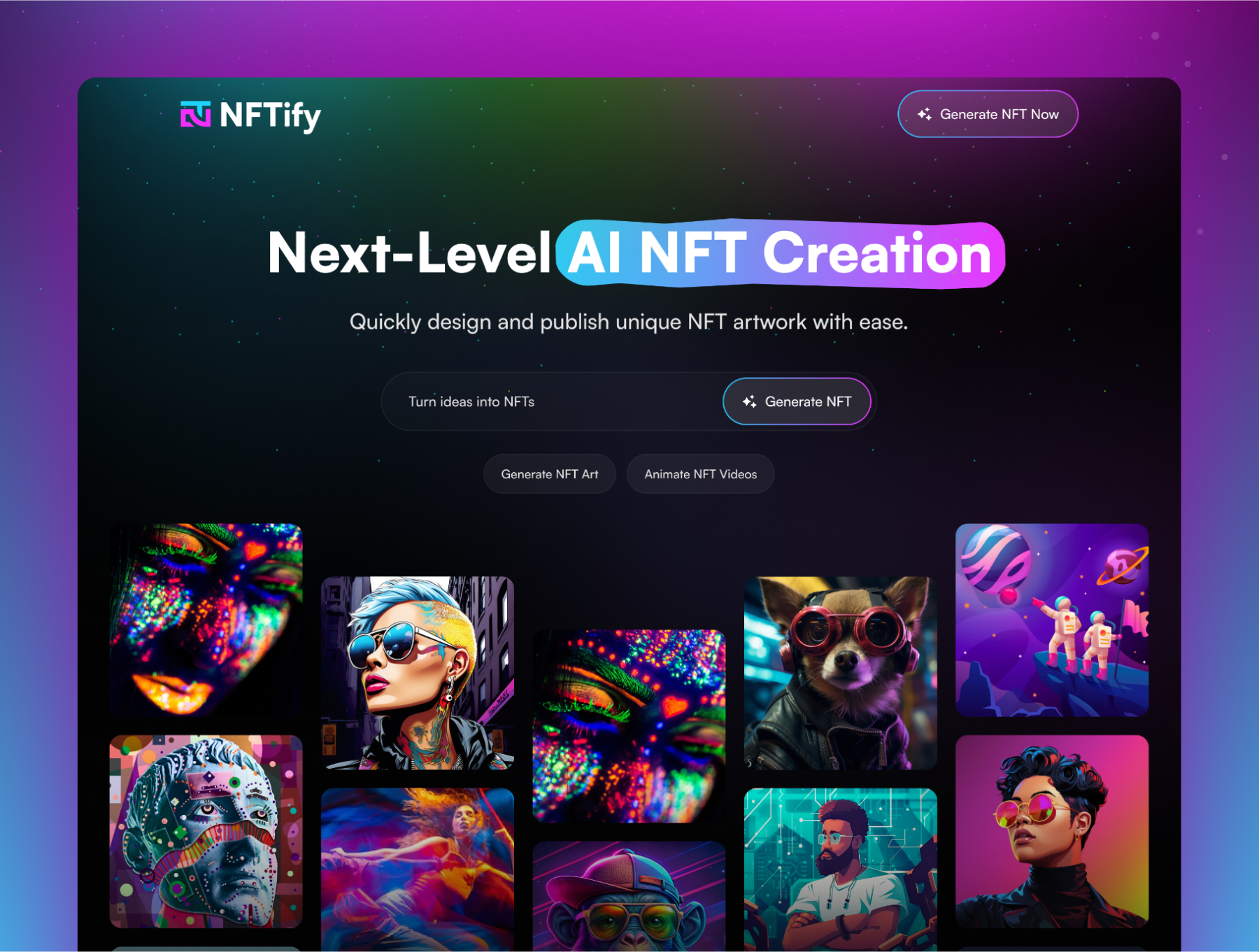 🚀 NFTify – AI NFT Generator Framer Template by Grooic on Dribbble