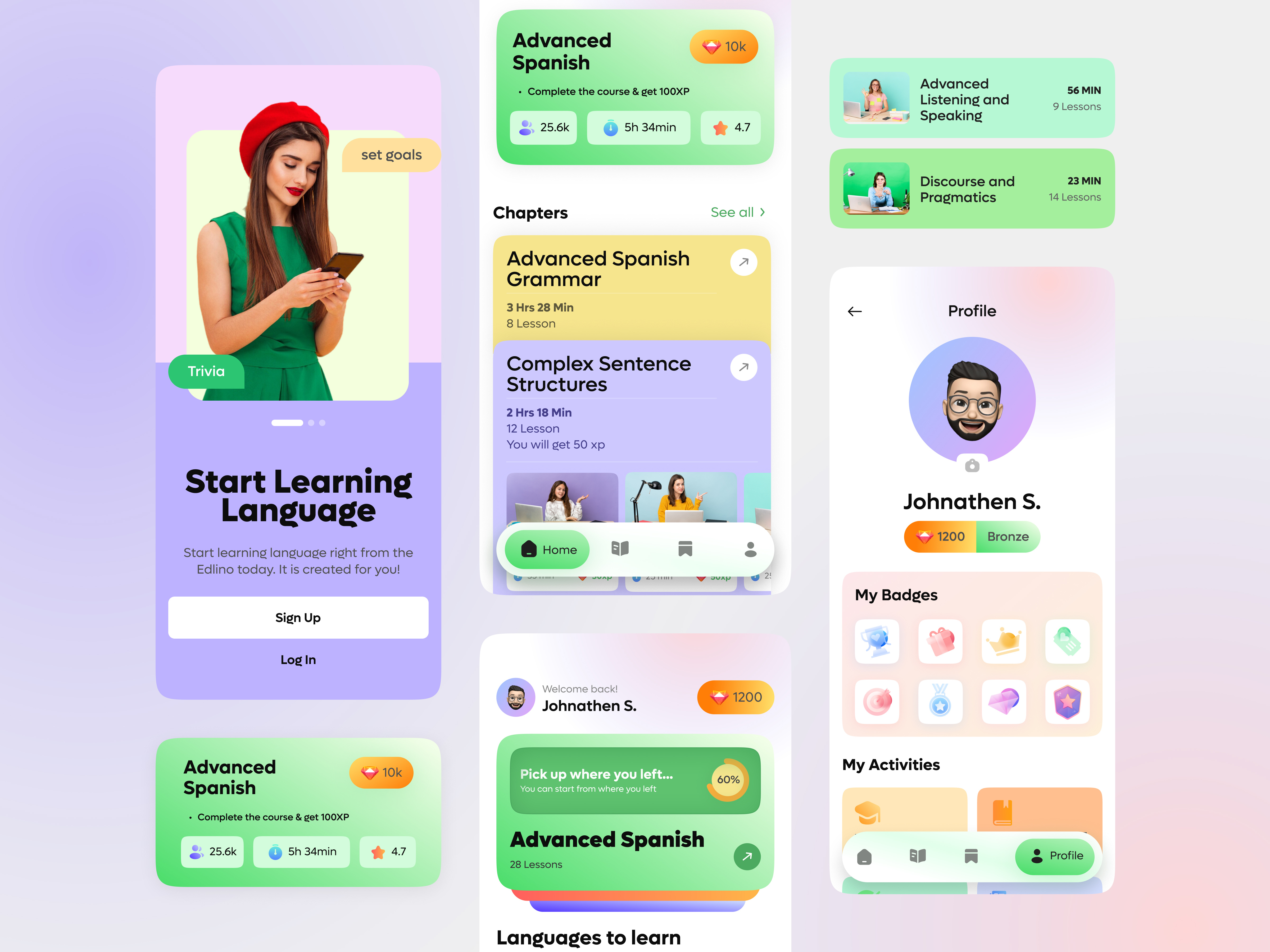 Edlino - Language Learning Mobile App UI/UX by Asiq M. for Netro ...