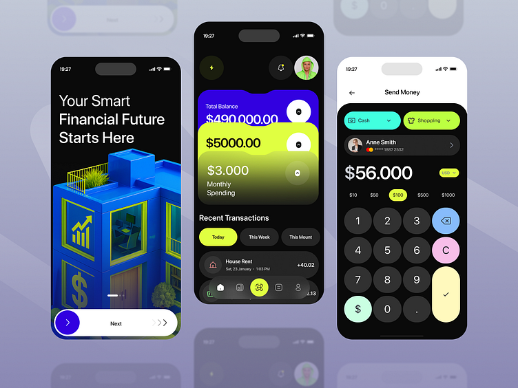 Finance mobile application ui design by Roohi Koohi on Dribbble