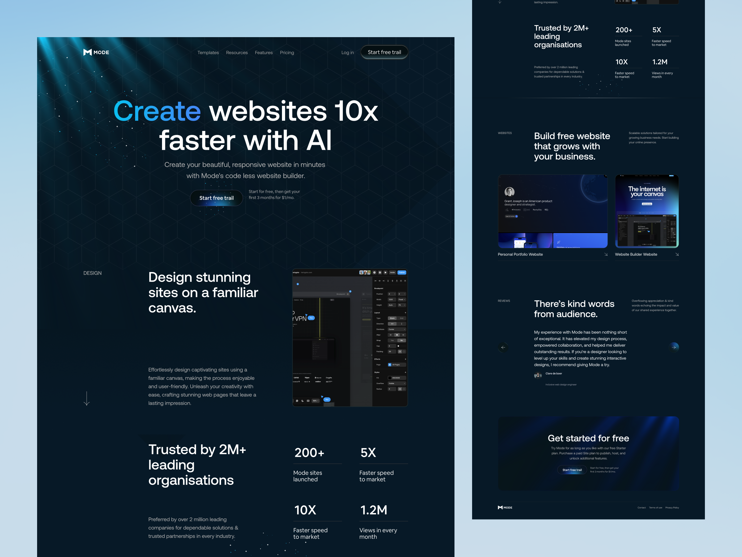 Mode — AI-Powered Website Builder Landing Page by Ofspace UX/UI on Dribbble