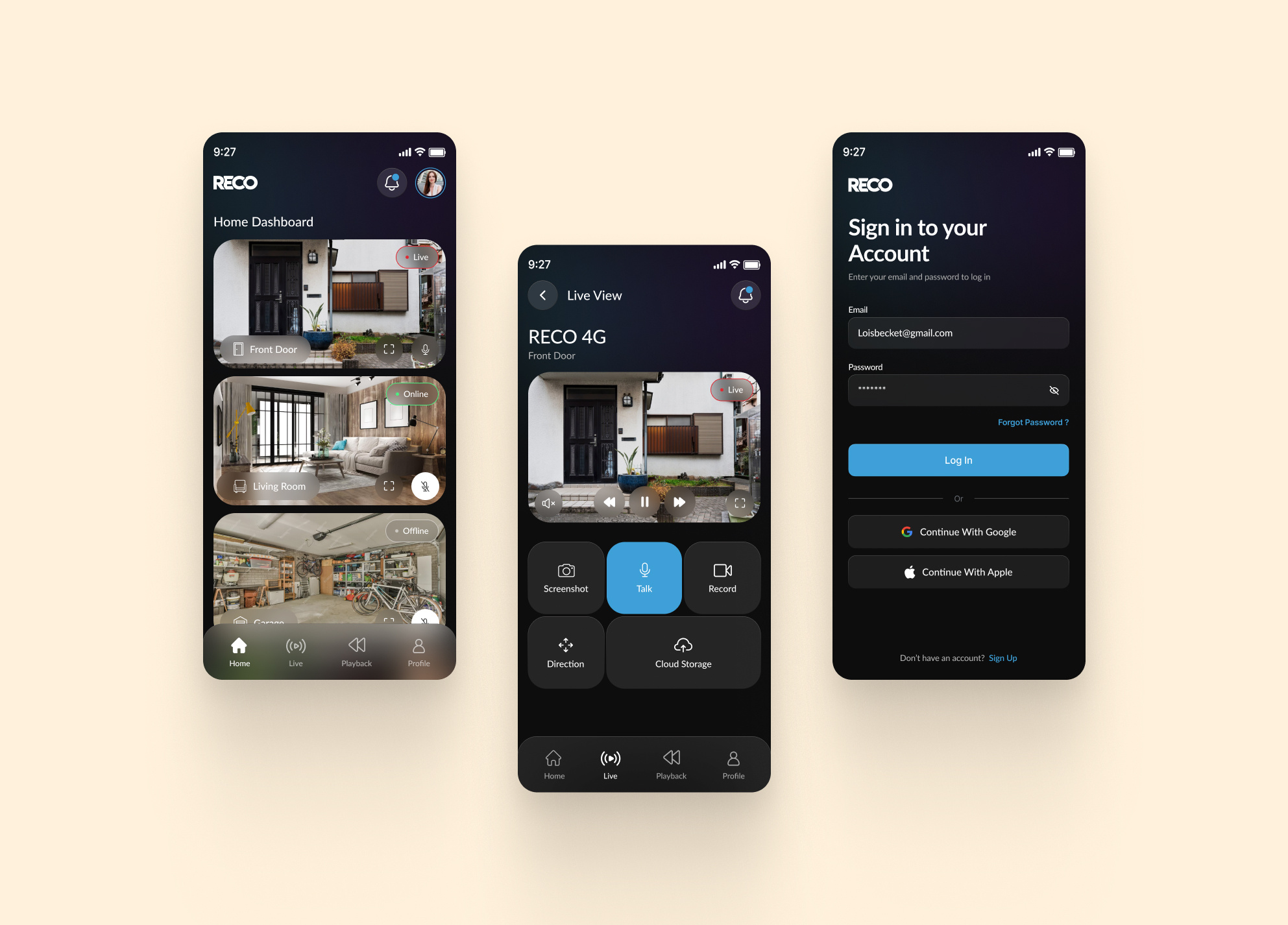 RECO - Smart Home cctv app by Call Me Roshan on Dribbble