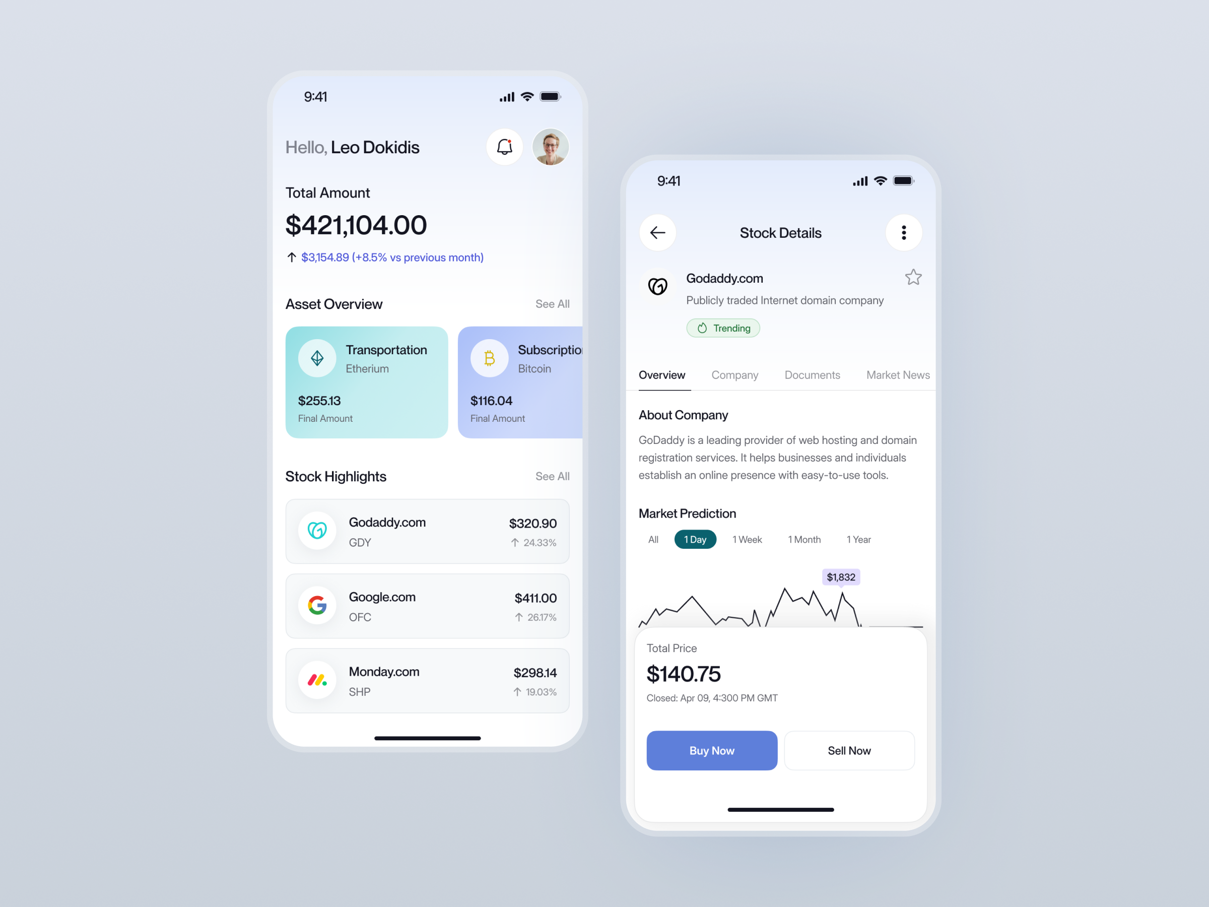 Financify - Modern Finance and Investment App UI by Muhsin on Dribbble