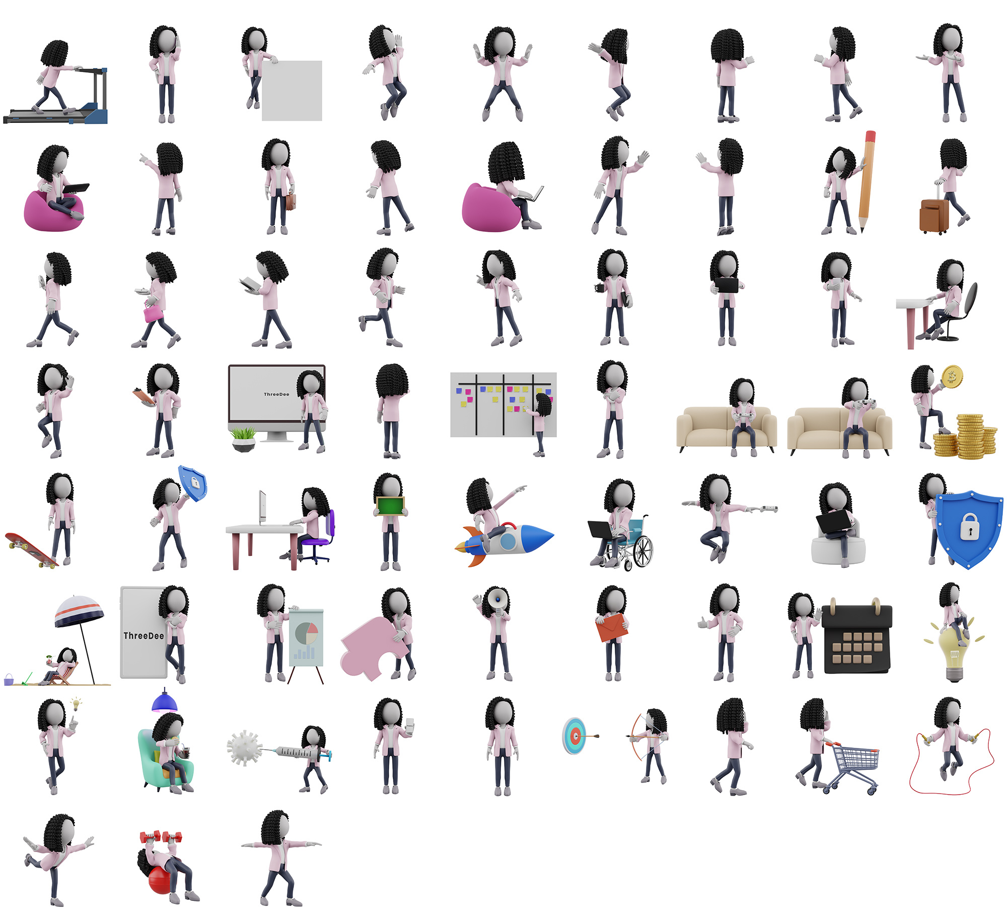 3D stick figures by Samuel Briskar | 3D illustrations for ThreeDee on ...