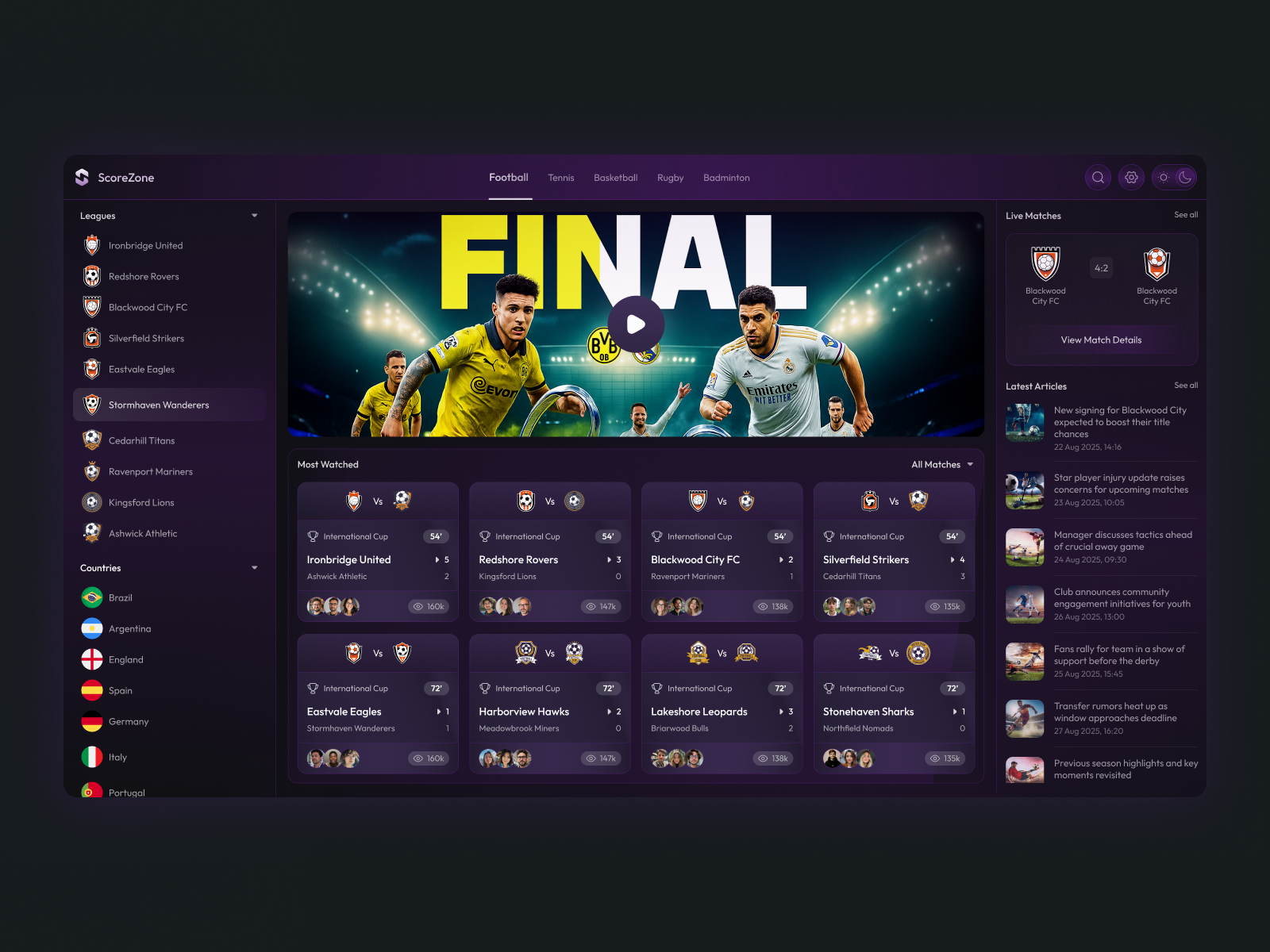 Live Sports Score App by aPurple on Dribbble