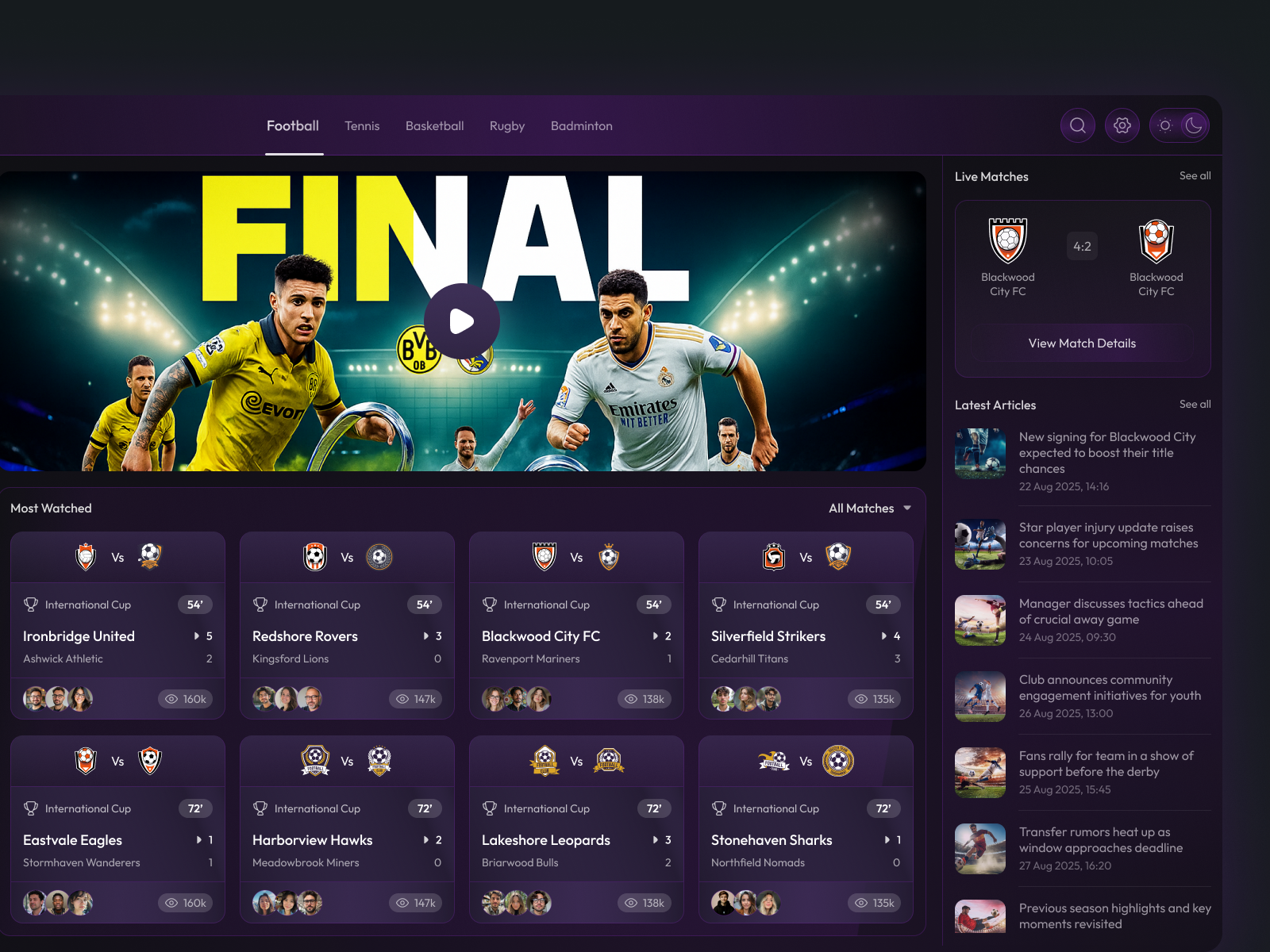 Live Sports Score App by aPurple on Dribbble