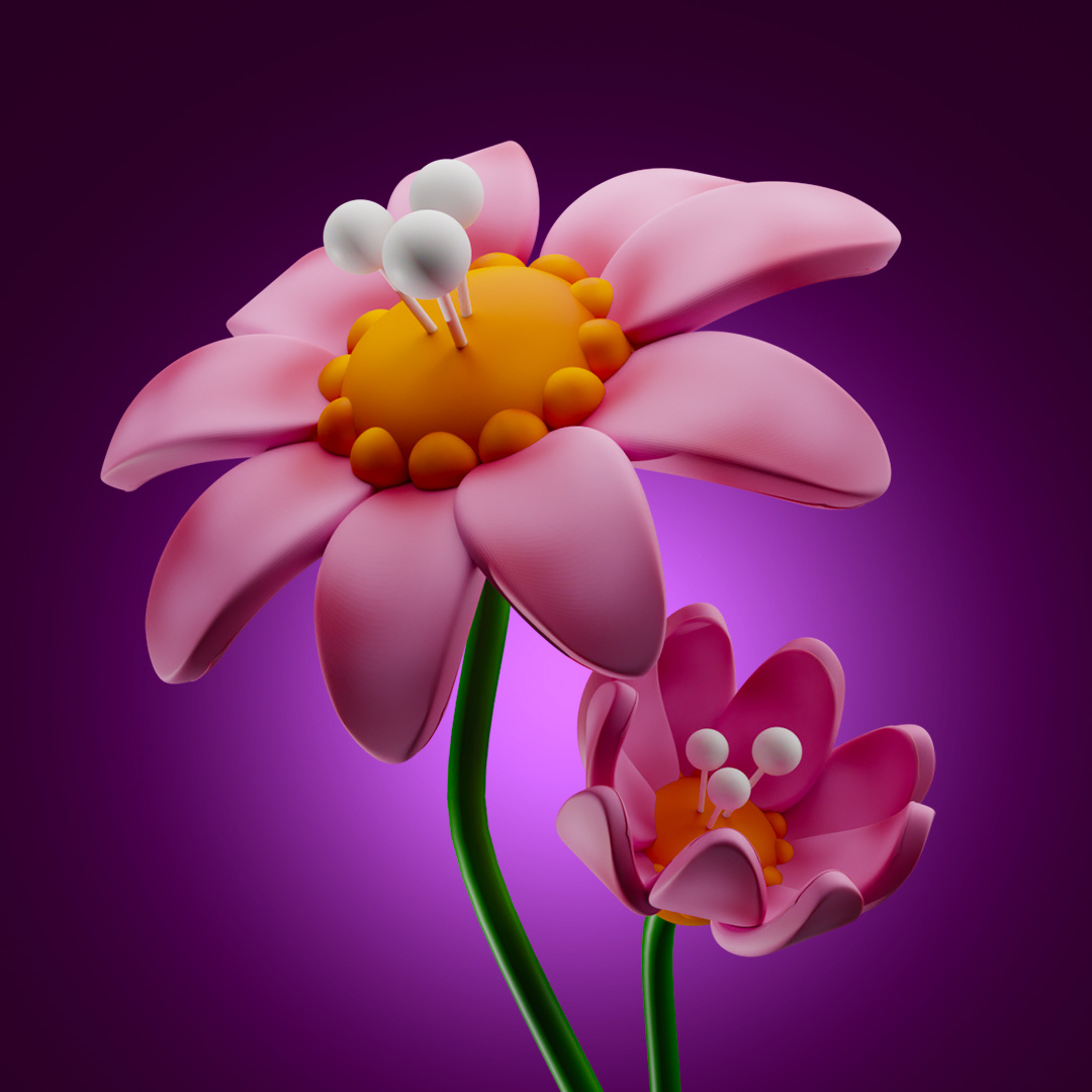 Cute Flower Modeling by Polyeevee on Dribbble